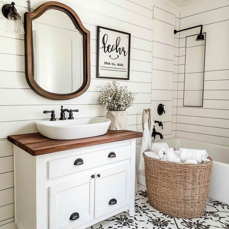 23 Farmhouse Bathroom Ideas to Add Warmth and Character