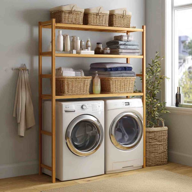 25 Genius Over Washer and Dryer Shelf Ideas That Actually Save Space