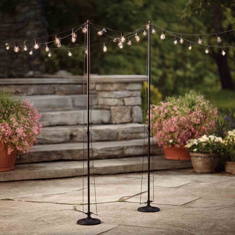 21 Genius Outdoor String Light Pole Ideas That Make Any Space Magical