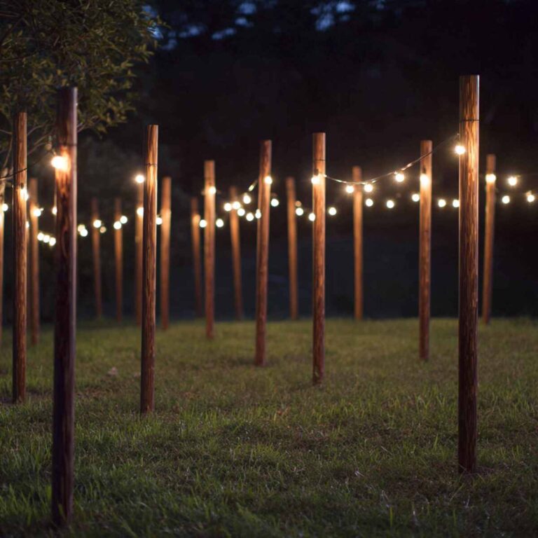 21 Genius Outdoor String Light Pole Ideas That Make Any Space Magical