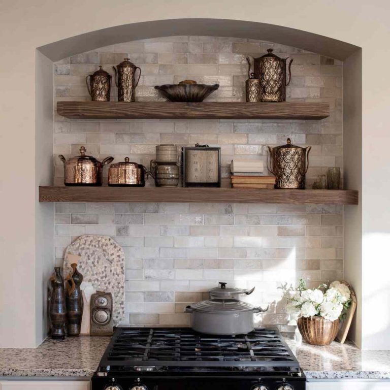 20 Above Stove Shelf Ideas That Make Kitchens Look Bigger & Better