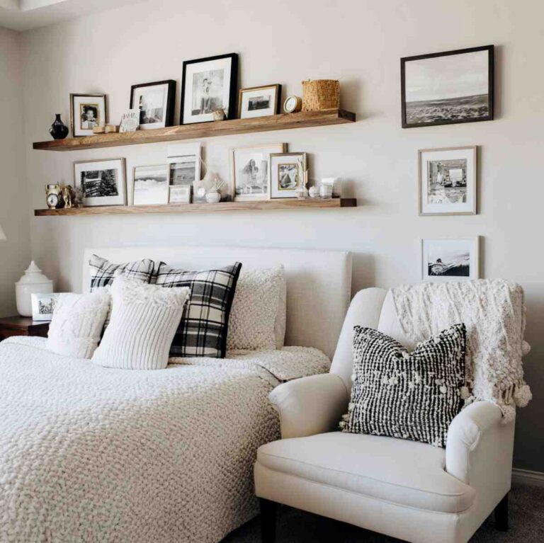 23 Floating Shelf Styling Ideas Above Bed That Transform Your Room ...