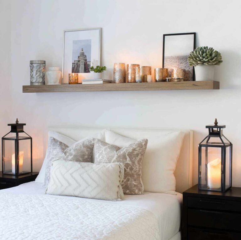 23 Floating Shelf Styling Ideas Above Bed That Transform Your Room ...