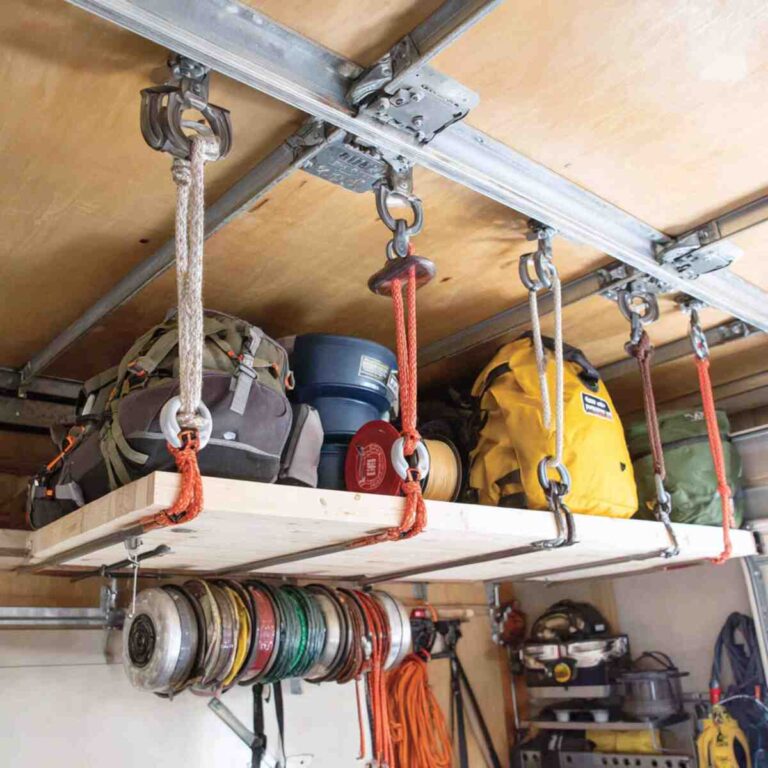 18 DIY Garage Overhead Pulley Storage Ideas
