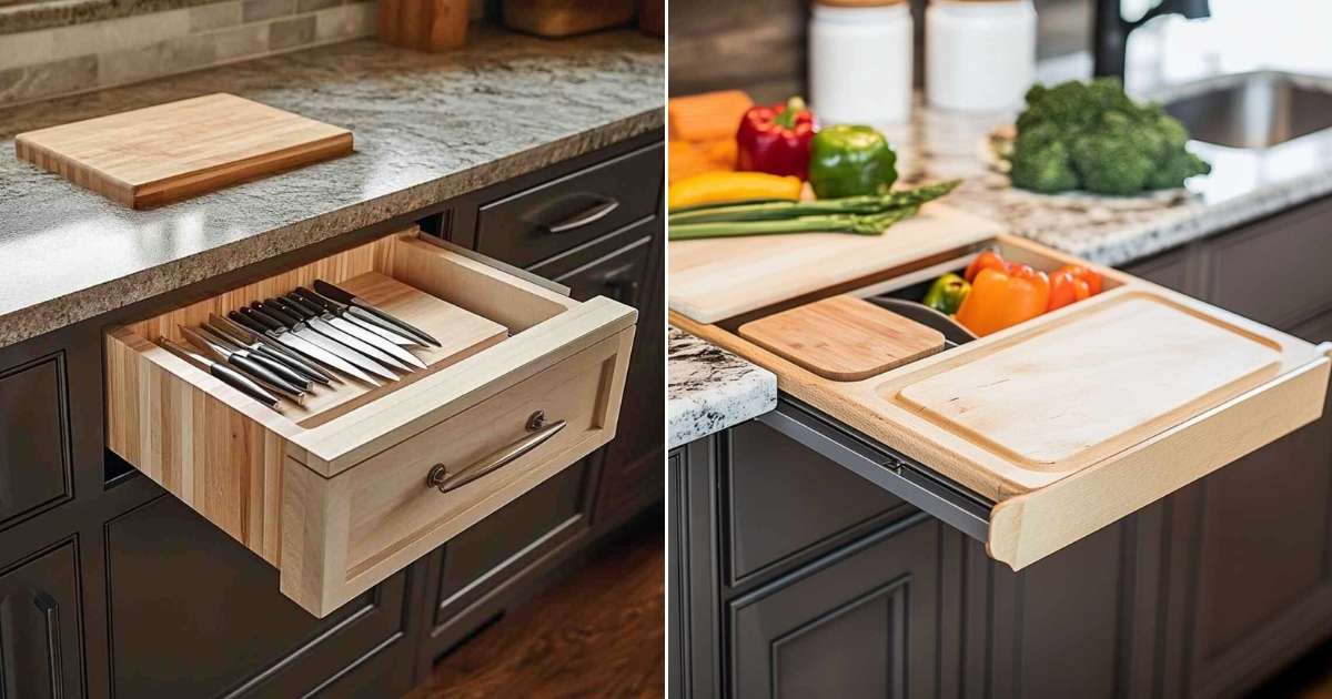 10 Genius Pull-Out Cutting Board Ideas to Save Kitchen Space